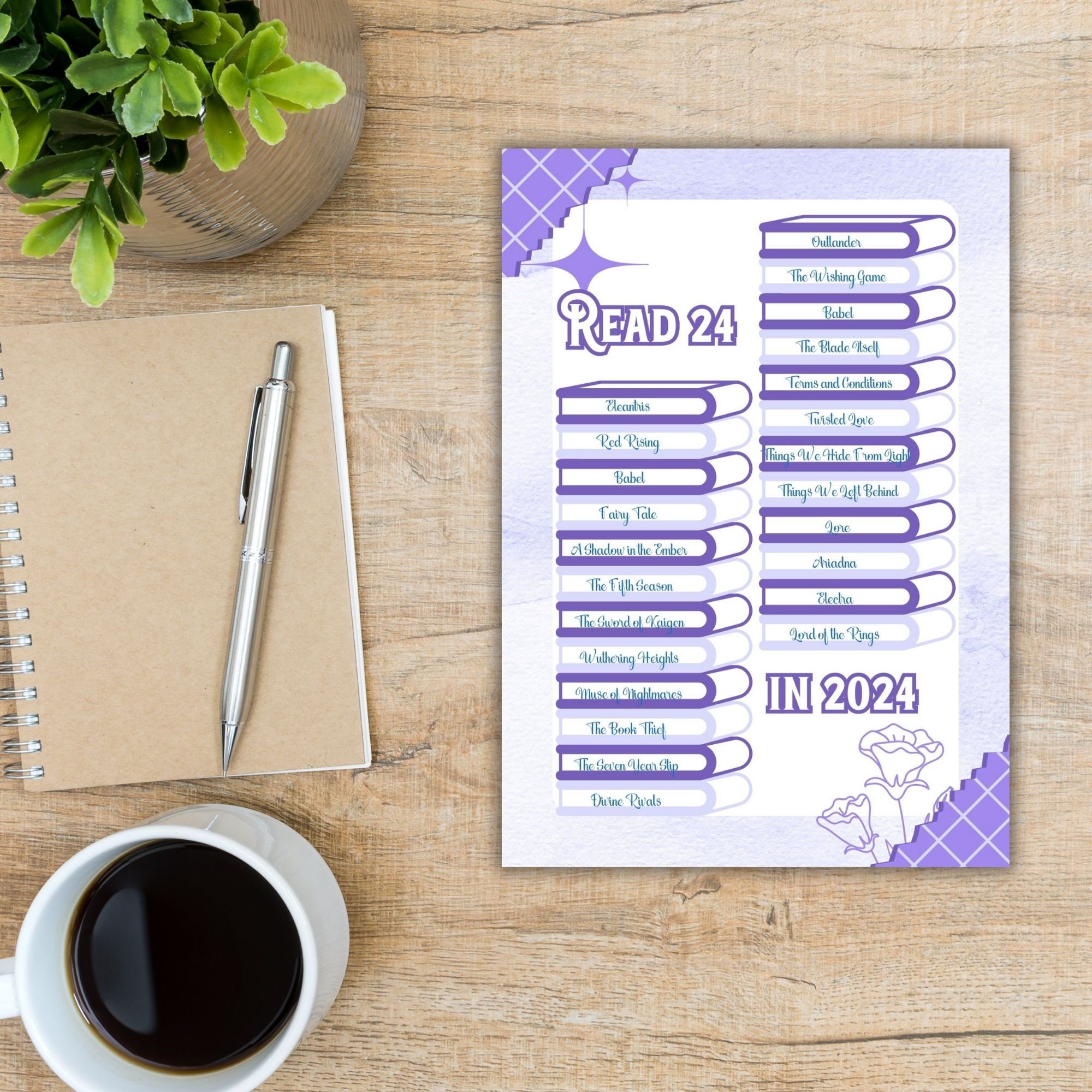 Read 24 Books in 2024 Challenge, 2024 Reading Tracker Colorful Designs ...