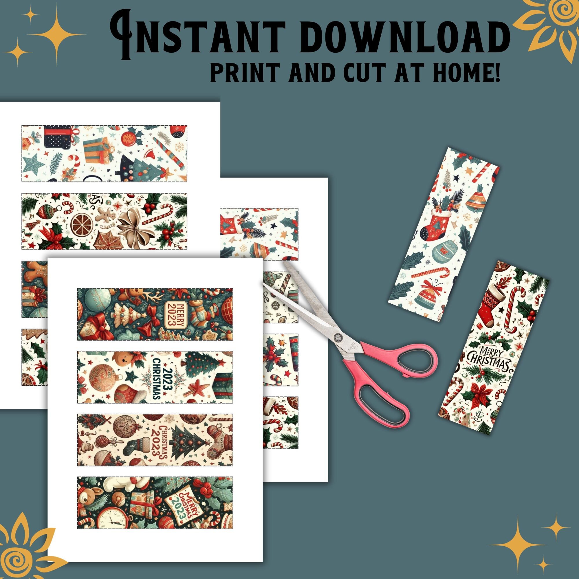 Printable Bookmarks for Christmas, 20 Bookmarks for the Season, A Gift ...