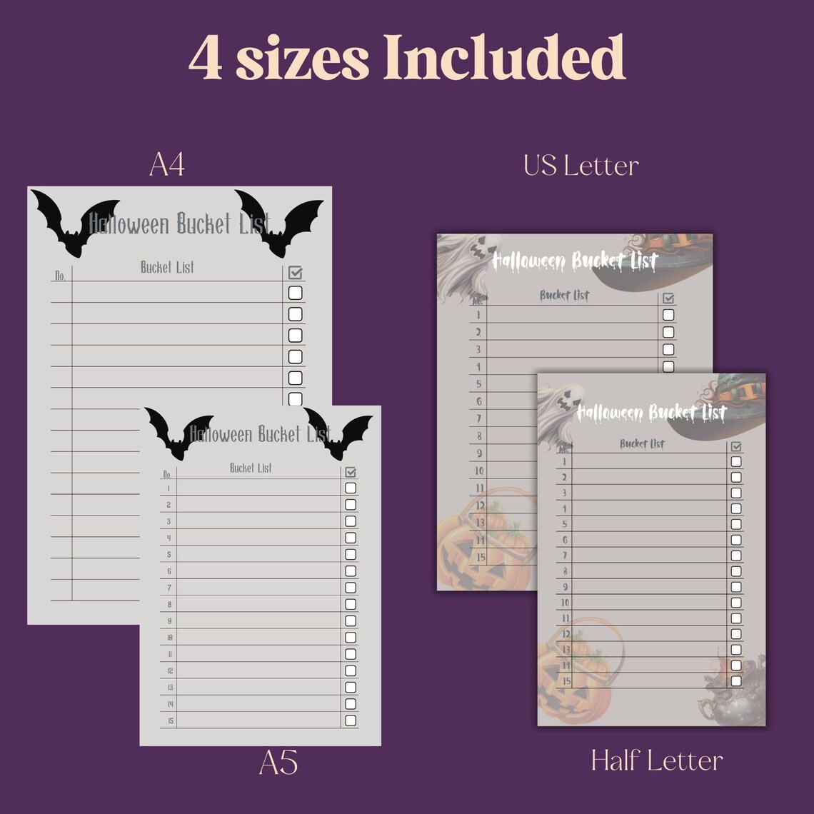 Halloween Spirit Bundle halloween Bucket List Template,50 Printable ...