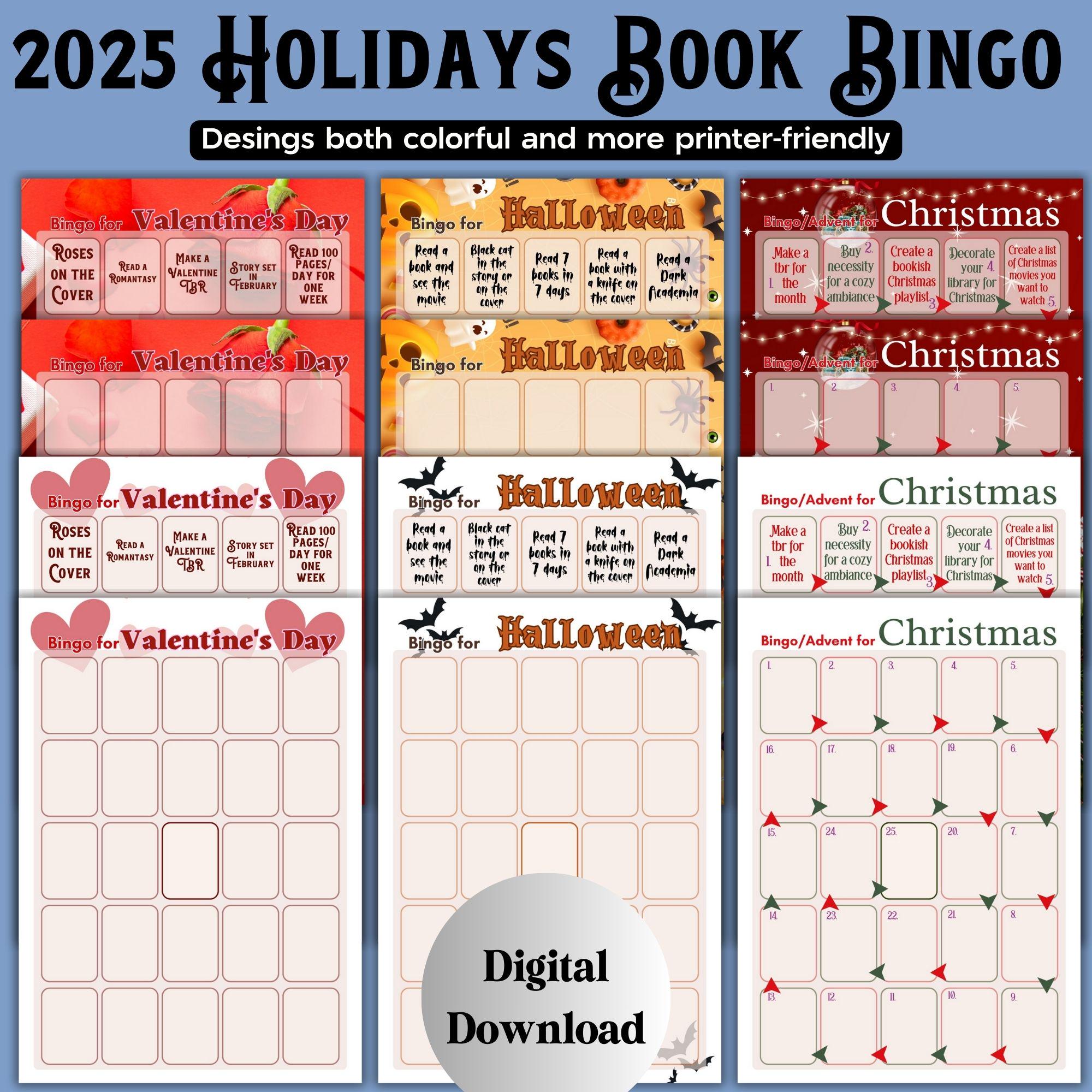 2025 Book Bingo Bundle – 8 Unique Bingo Printables for a Year of ...