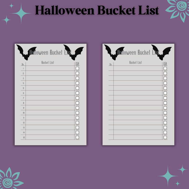 Printable Halloween Bucket List PDF Templates Spooky Season PDF Planner ...