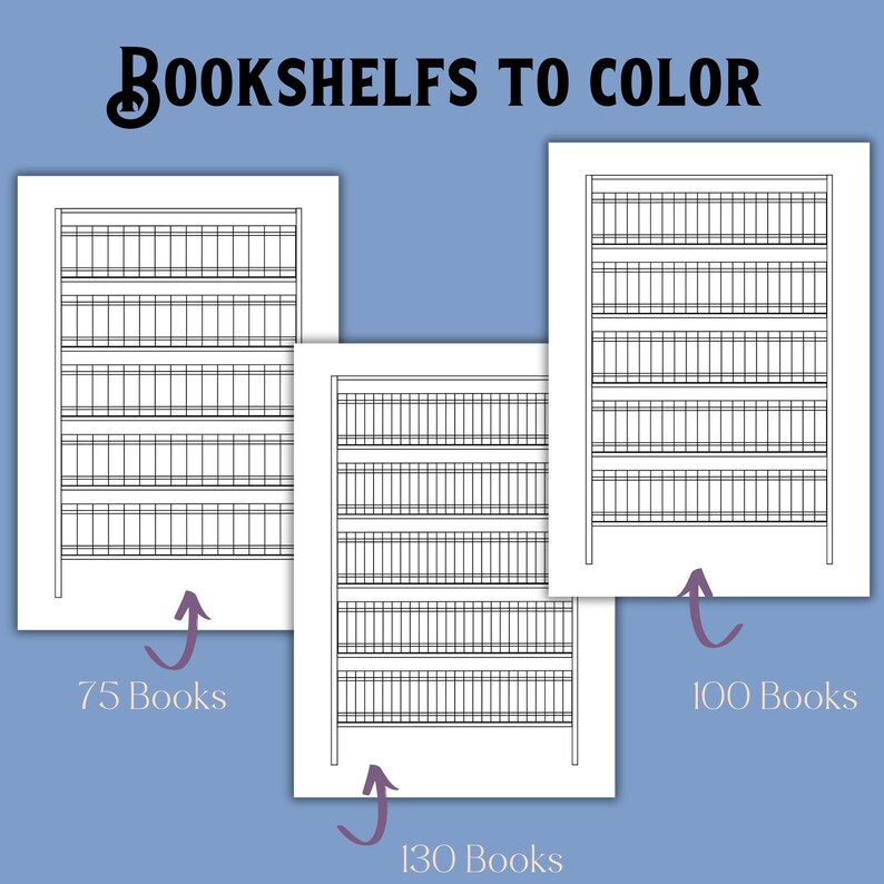 Bookshelf Tracker to Color Reading Journal Printable for Bookworm Gift ...