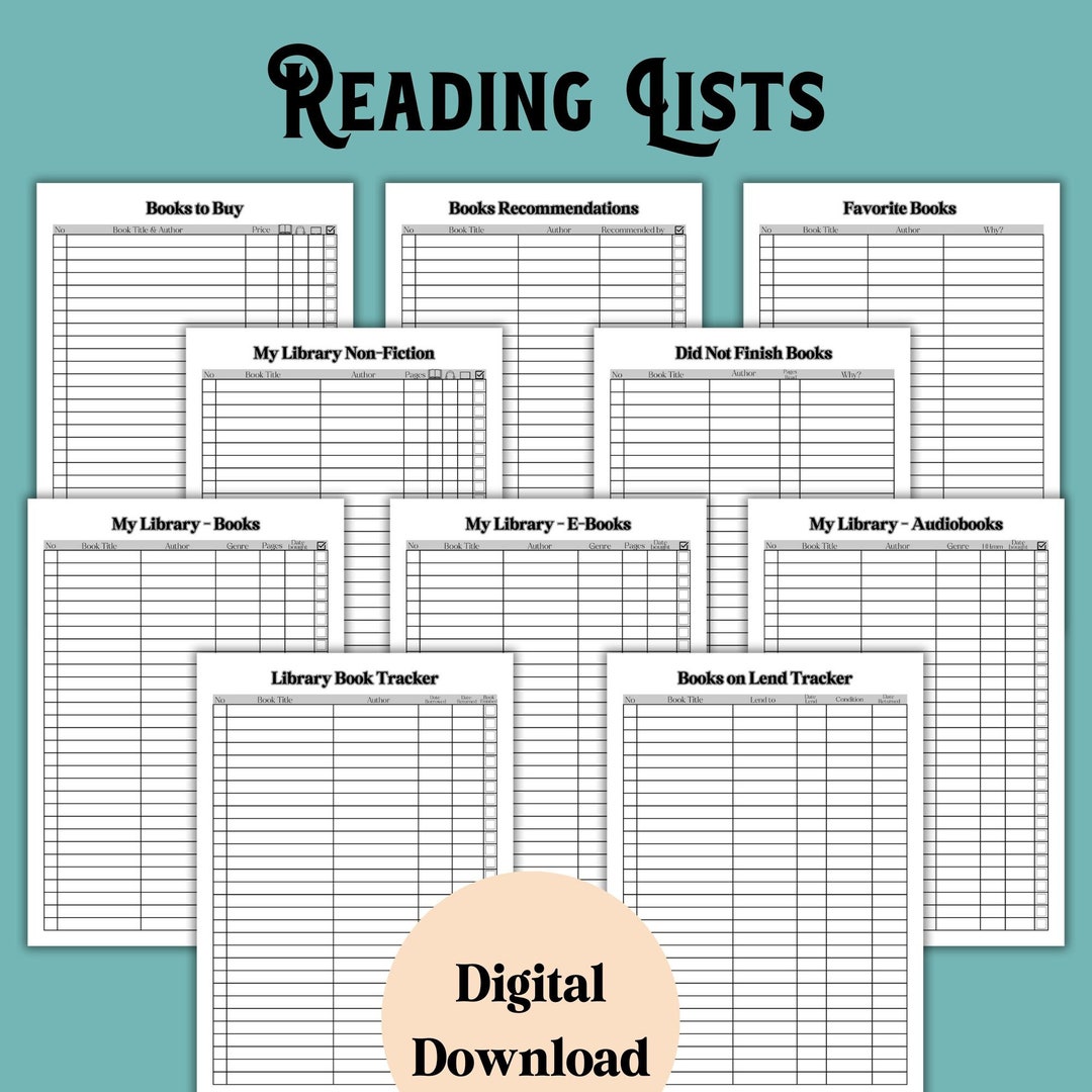 Reading Lists With Series and Book Ratings for Booklover Gift for ...