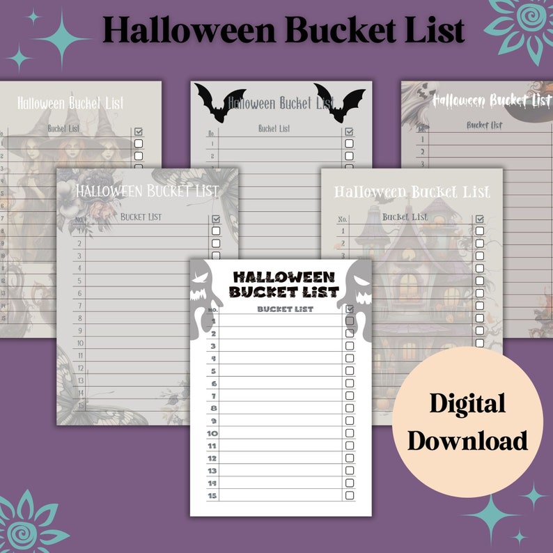 Printable Halloween Bucket List PDF Templates Spooky Season PDF Planner ...