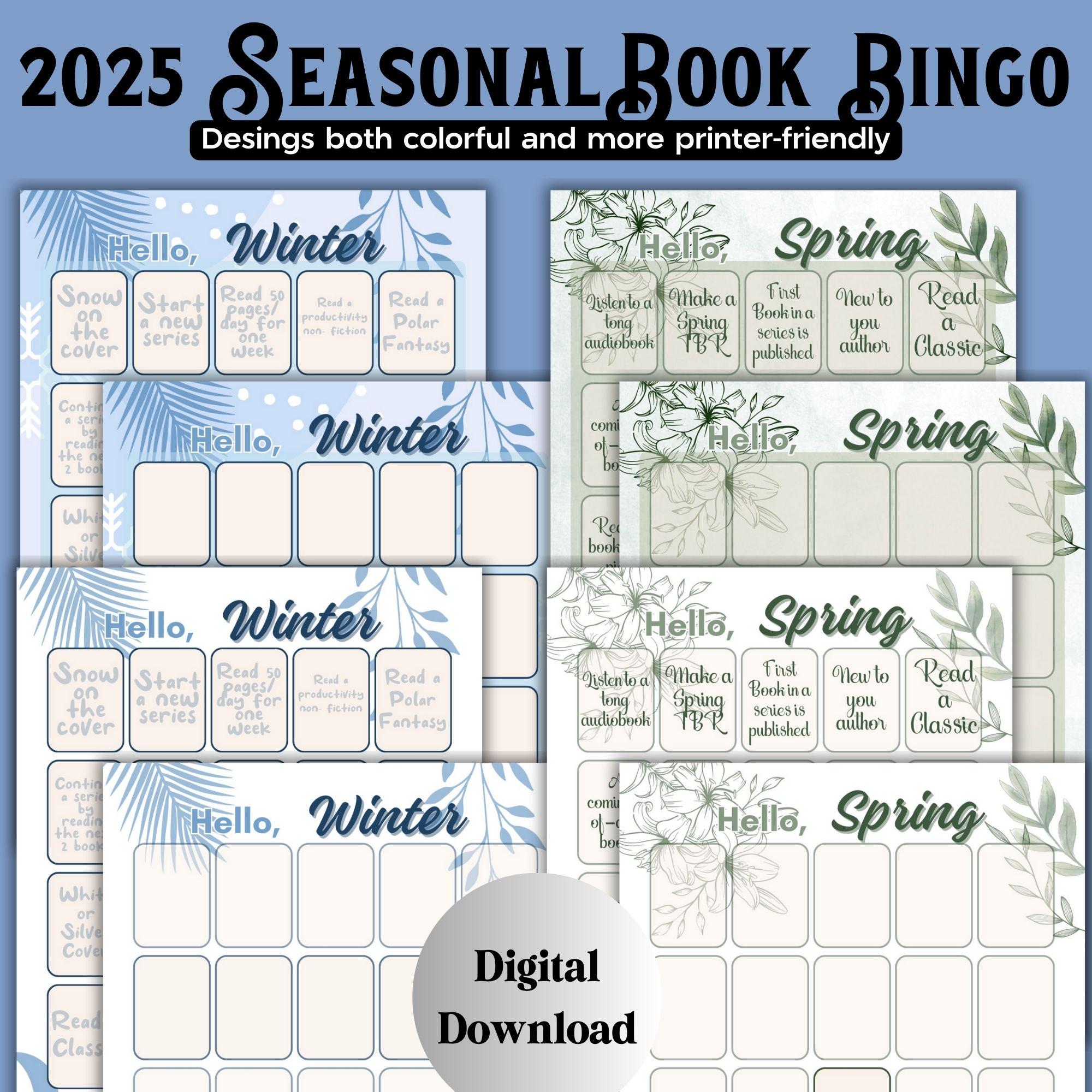 2025 Book Bingo Bundle – 8 Unique Bingo Printables for a Year of ...