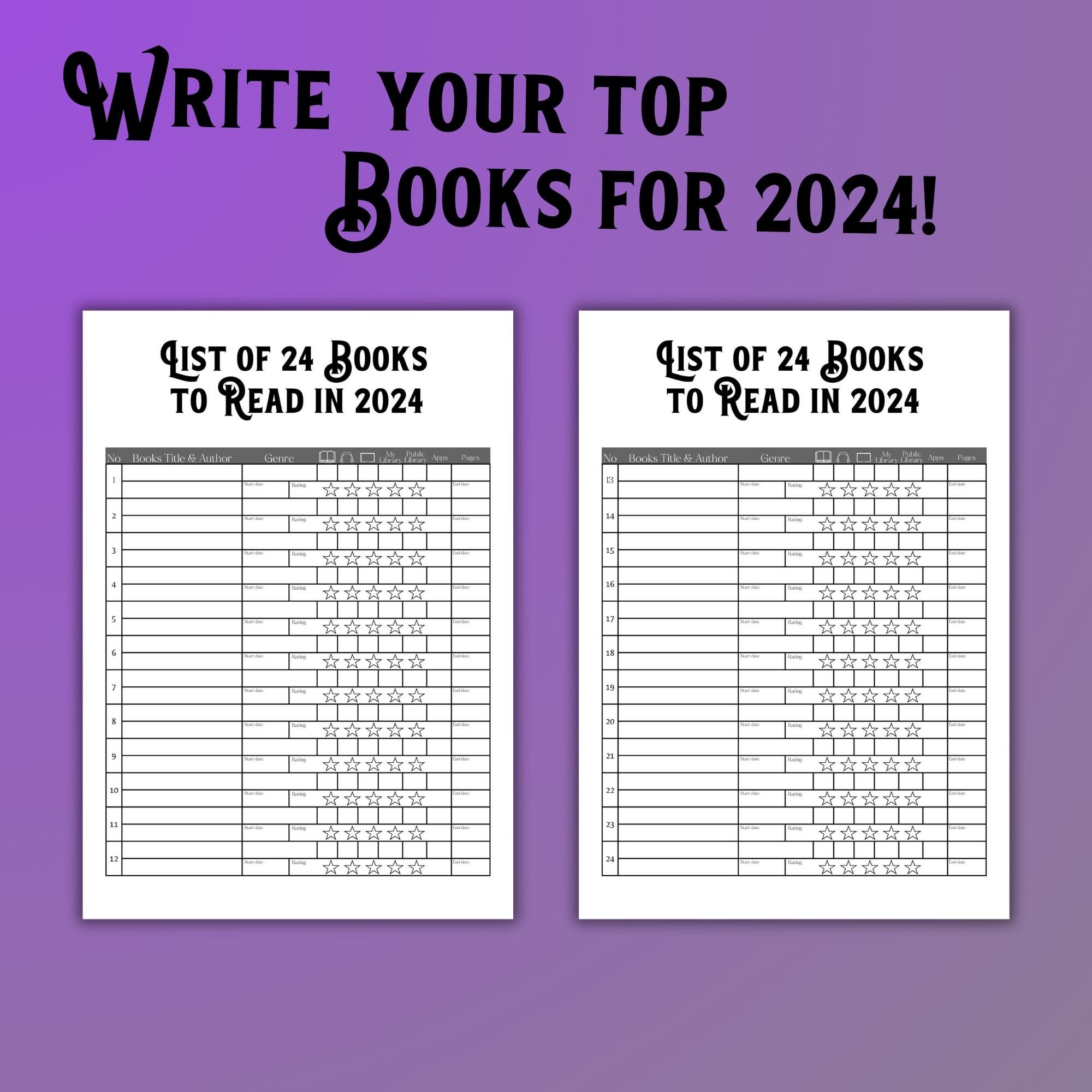 Read 24 Books in 2024 Challenge, 2024 Reading Tracker Colorful Designs ...