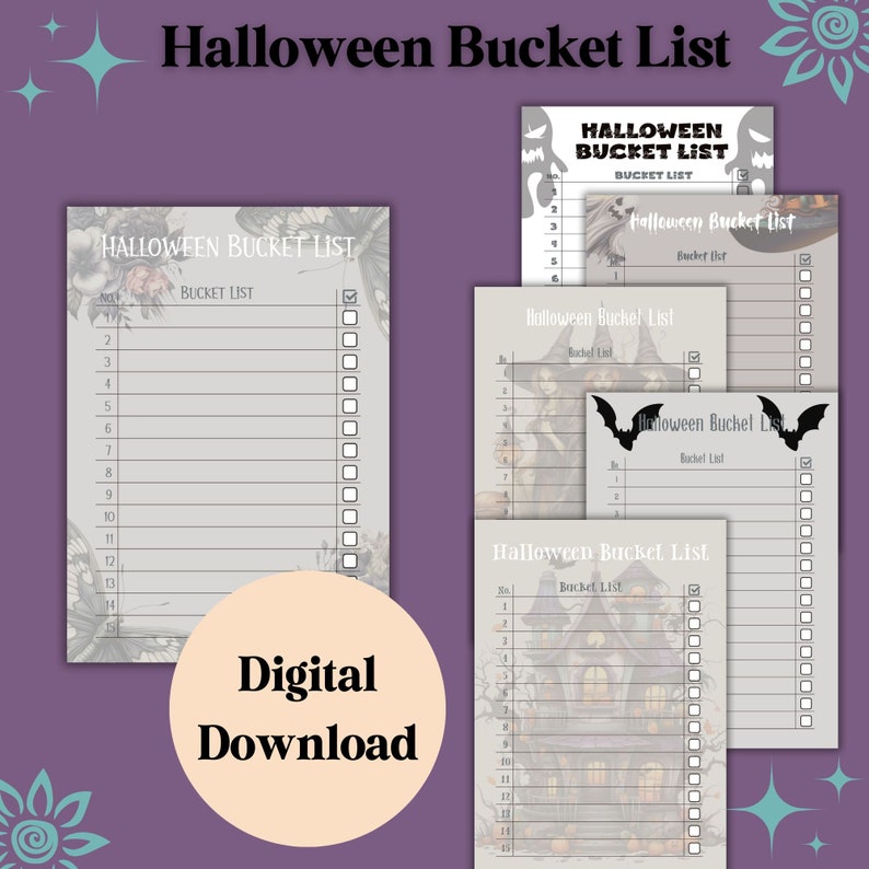 Printable Halloween Bucket List PDF Templates Spooky Season PDF Planner ...