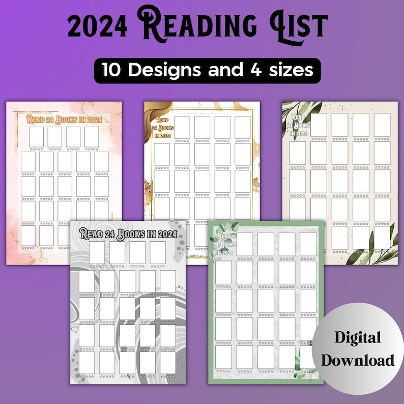 Read 24 Books in 2024 Challenge, 2024 Reading Tracker Colorful Designs ...