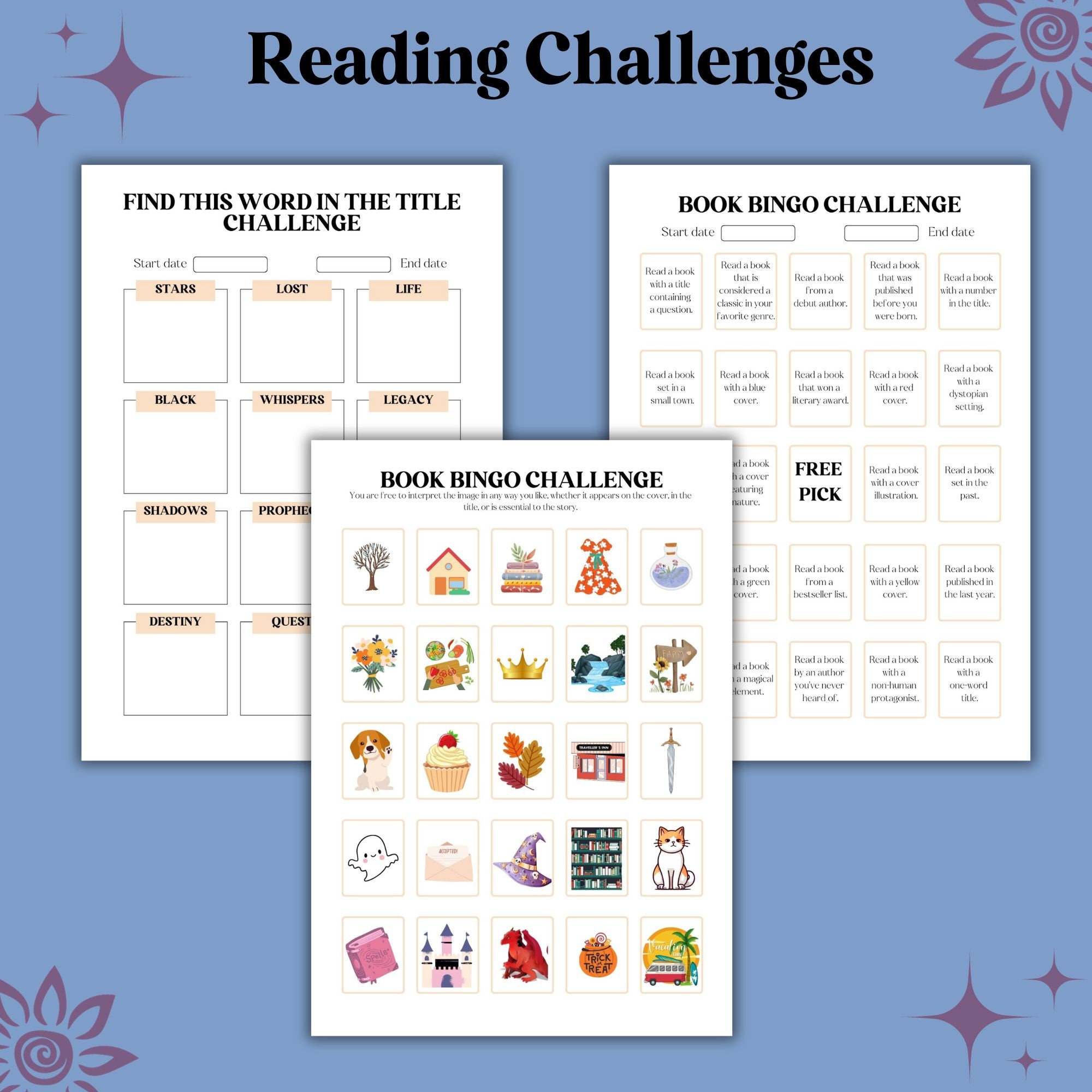 Printable Reading Challenges for Booklover Gift TBR Challenge What to ...