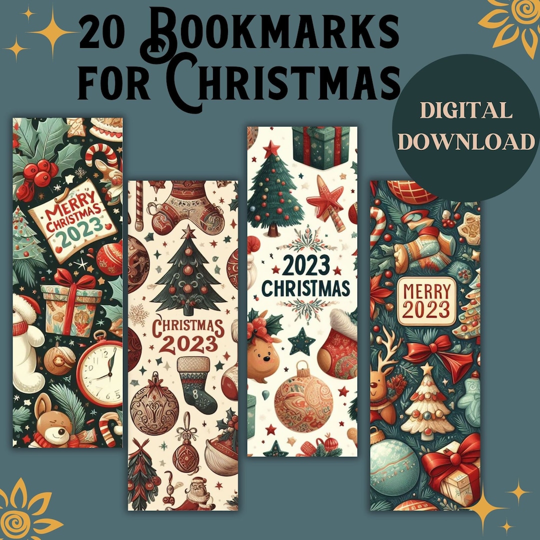Printable Bookmarks for Christmas, 20 Bookmarks for the Season, A Gift ...