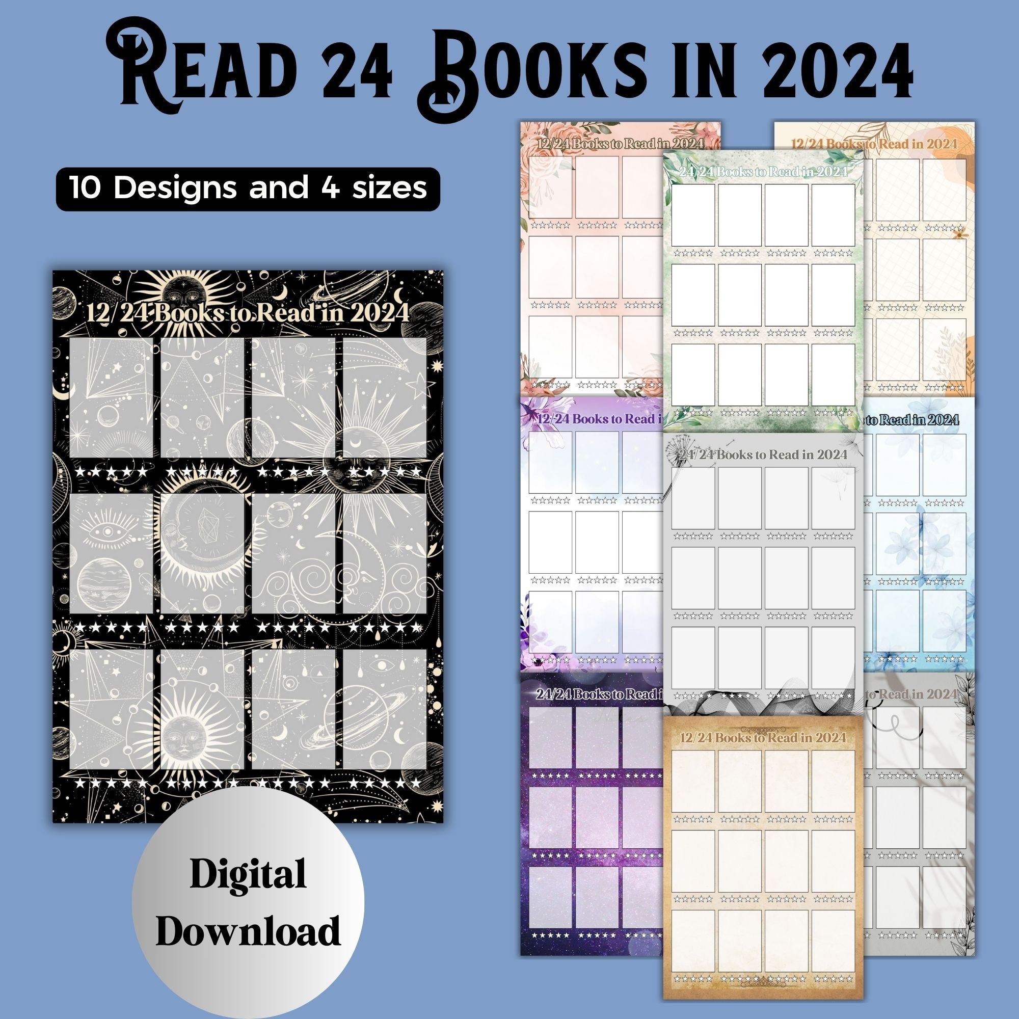 Read 24 Books in 2024 Challenge, 2024 Reading Tracker Colorful Designs ...