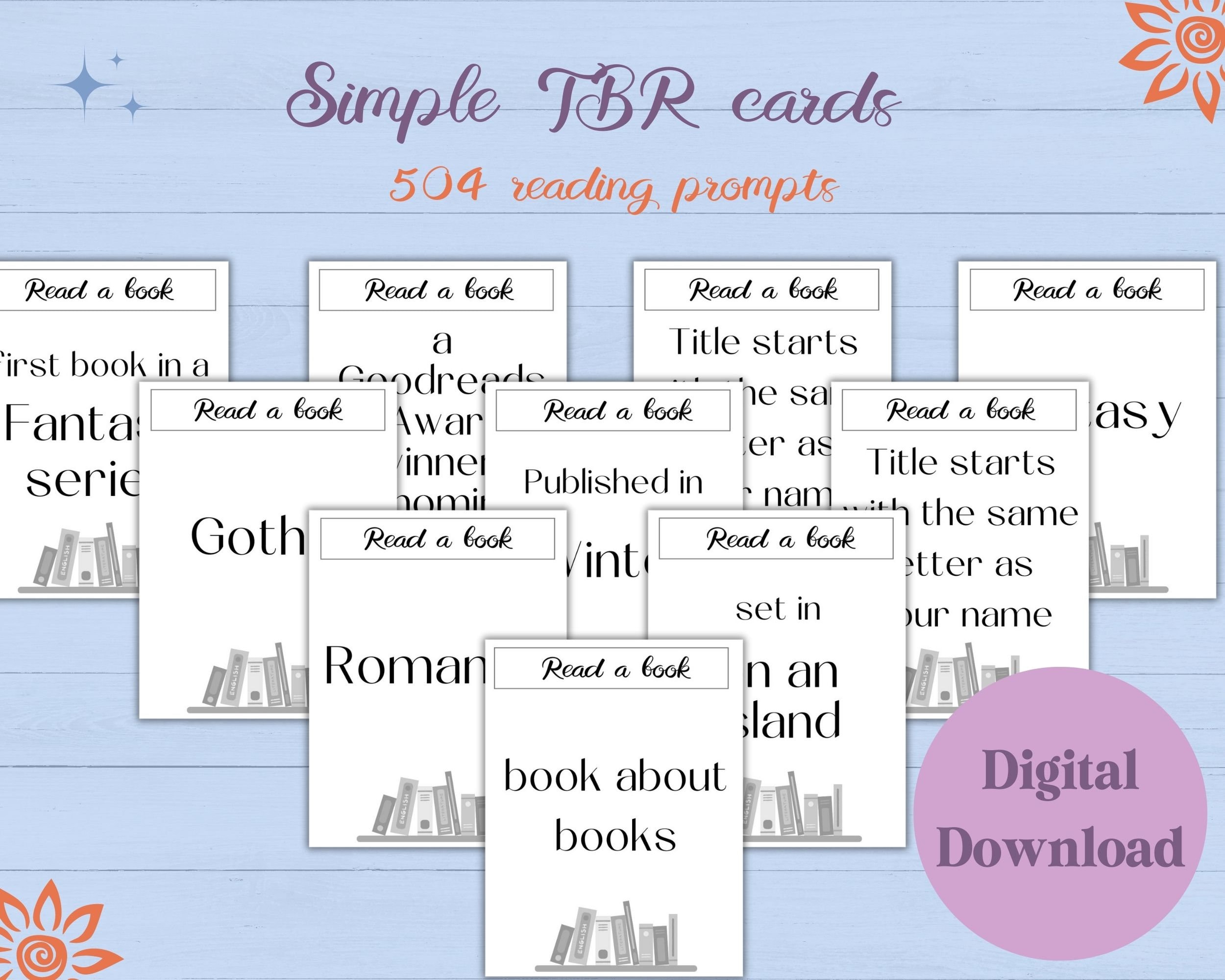 Printable Reading Prompts Cards Booklover Gift What to Read Next TBR ...