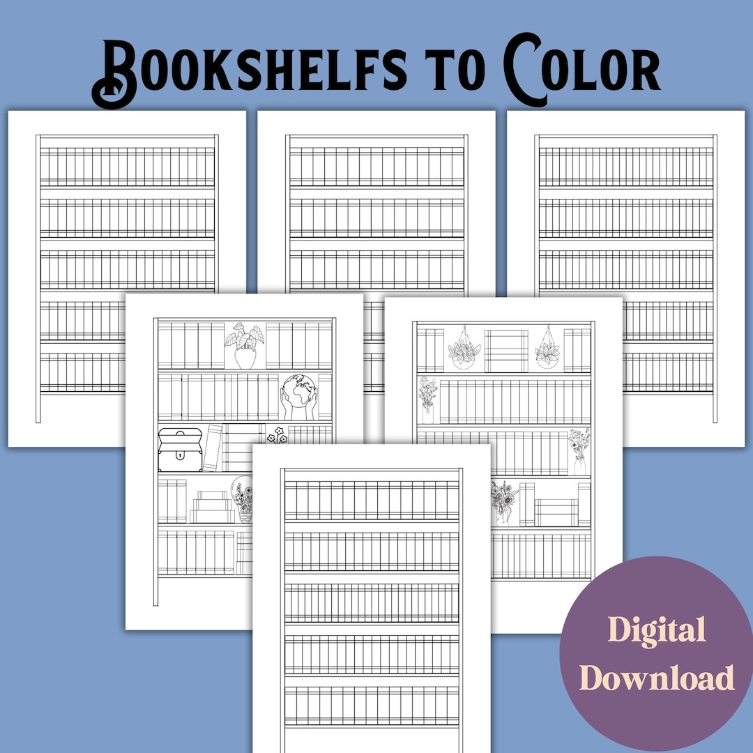 Bookshelf Tracker to Color Reading Journal Printable for Bookworm Gift ...