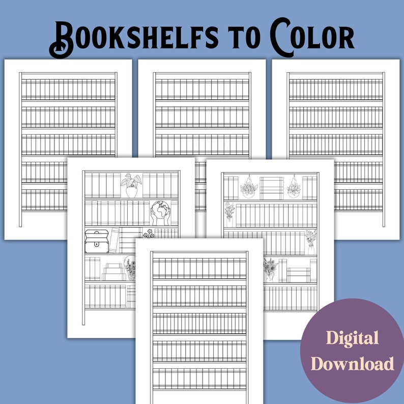 Bookshelf Tracker to Color Reading Journal Printable for Bookworm Gift ...