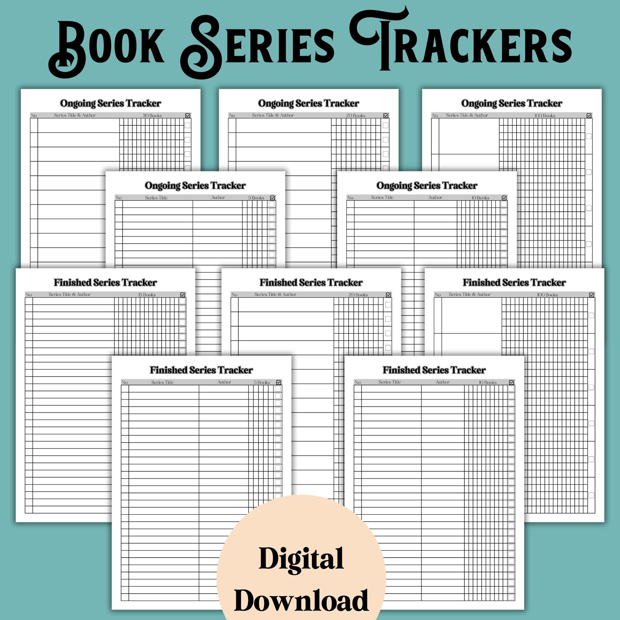 Series Tracker With Series and Book Ratings for Booklover Gift for ...