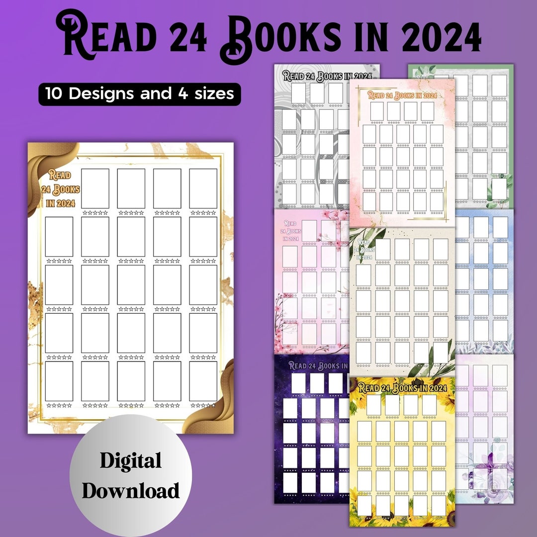 Read 24 Books in 2024 Challenge, 2024 Reading Tracker Colorful Designs ...
