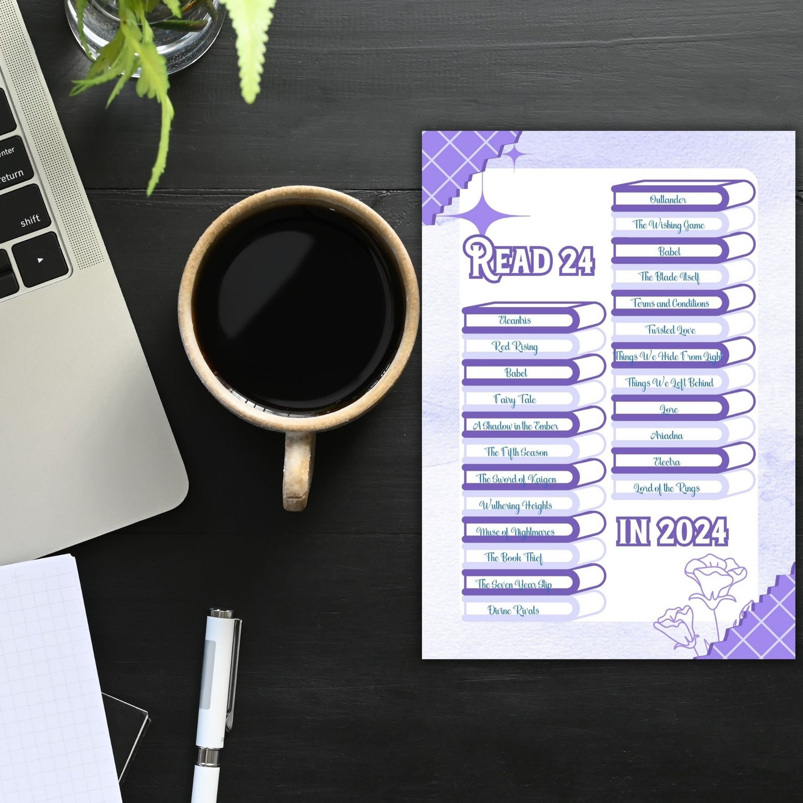 Read 24 Books in 2024 Challenge, 2024 Reading Tracker Colorful Designs ...