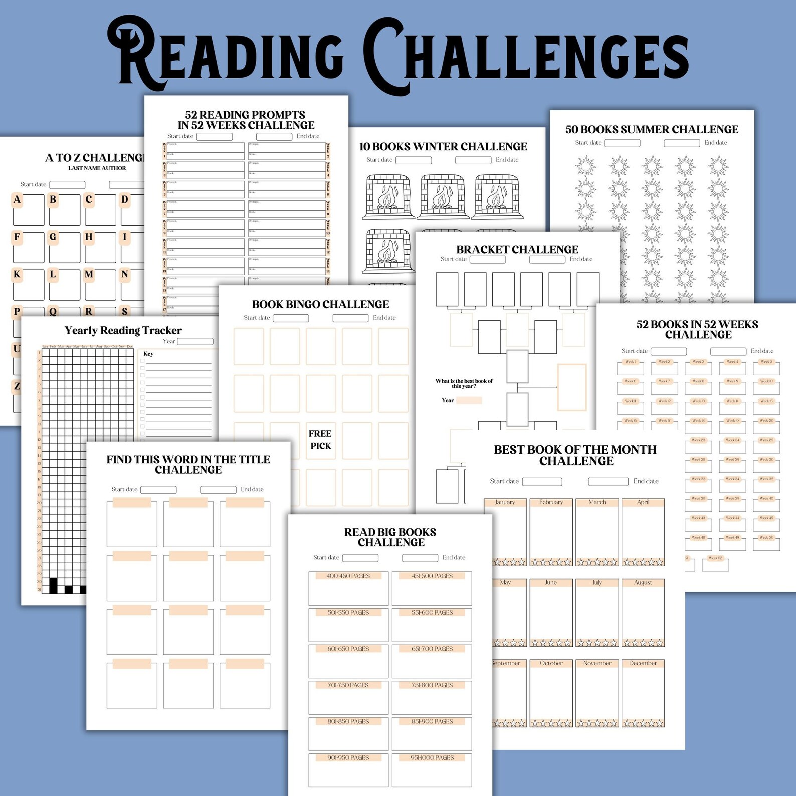 Printable Reading Challenges for Booklover Gift TBR Challenge What to ...