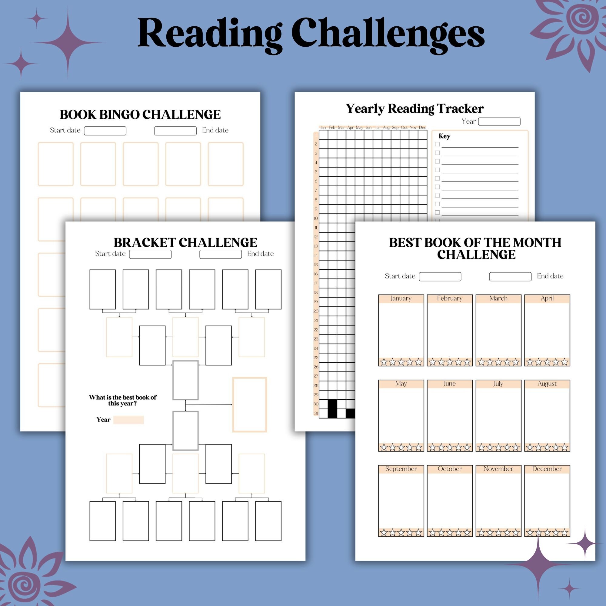 Printable Reading Challenges for Booklover Gift TBR Challenge What to ...