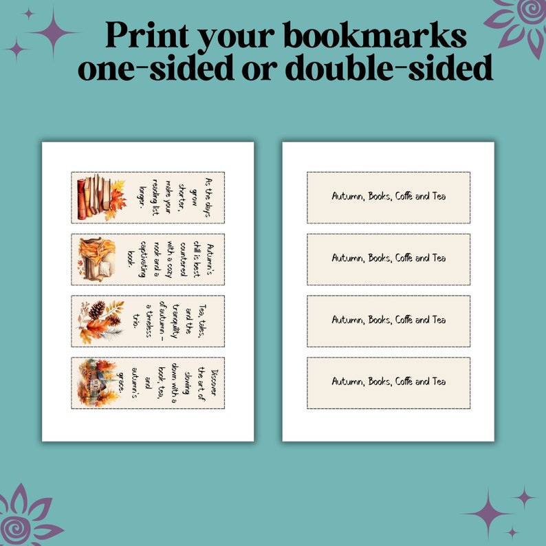 Set of 12 Printable Autumn Bookmarks for Book Lover Gift - Etsy