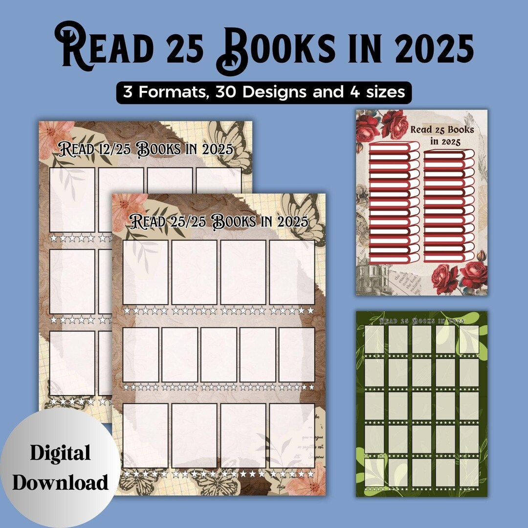 Buy Read 25 Books in 2025 Challenge, 2025 Reading Tracker Colorful ...