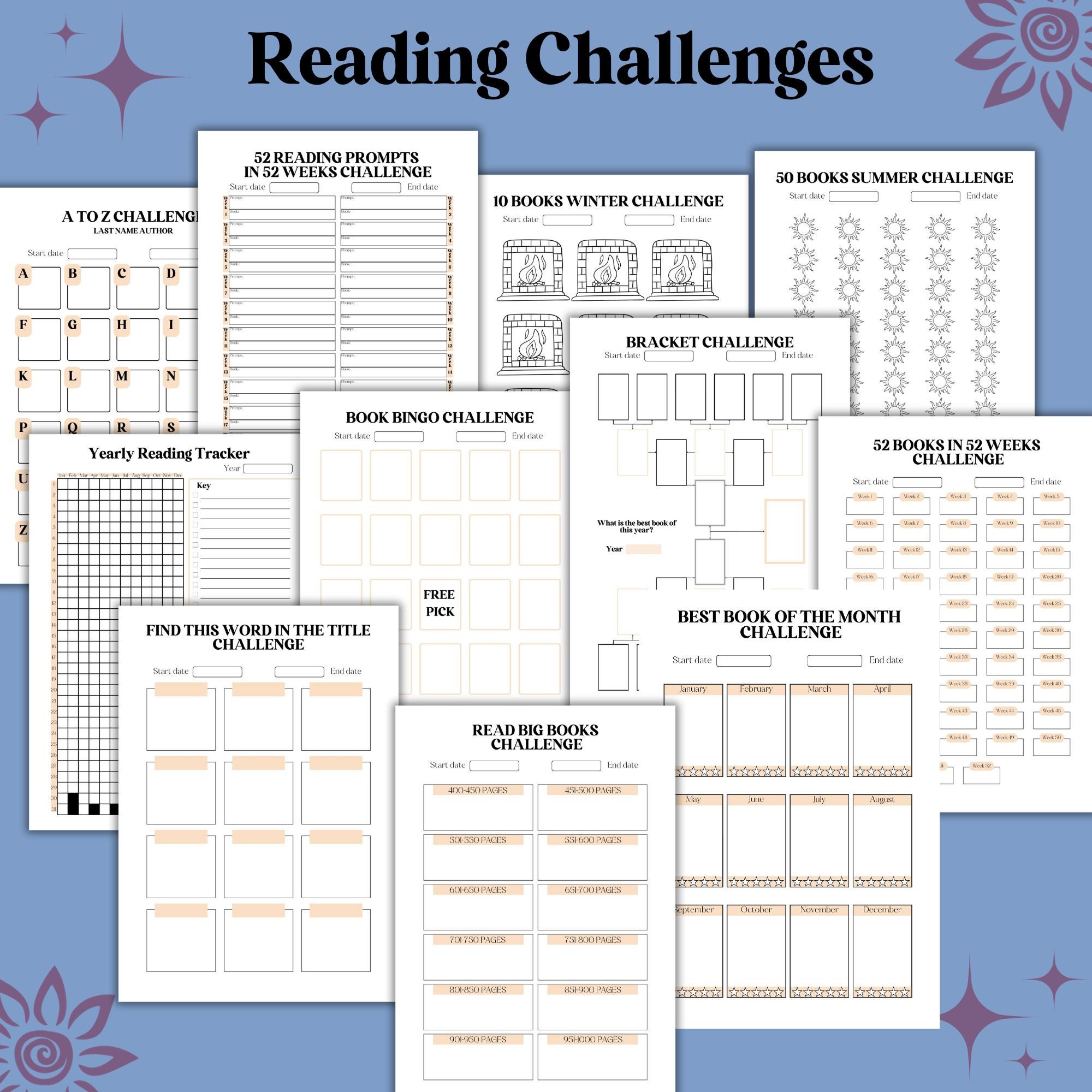 Printable Reading Challenges for Booklover Gift TBR Challenge What to ...