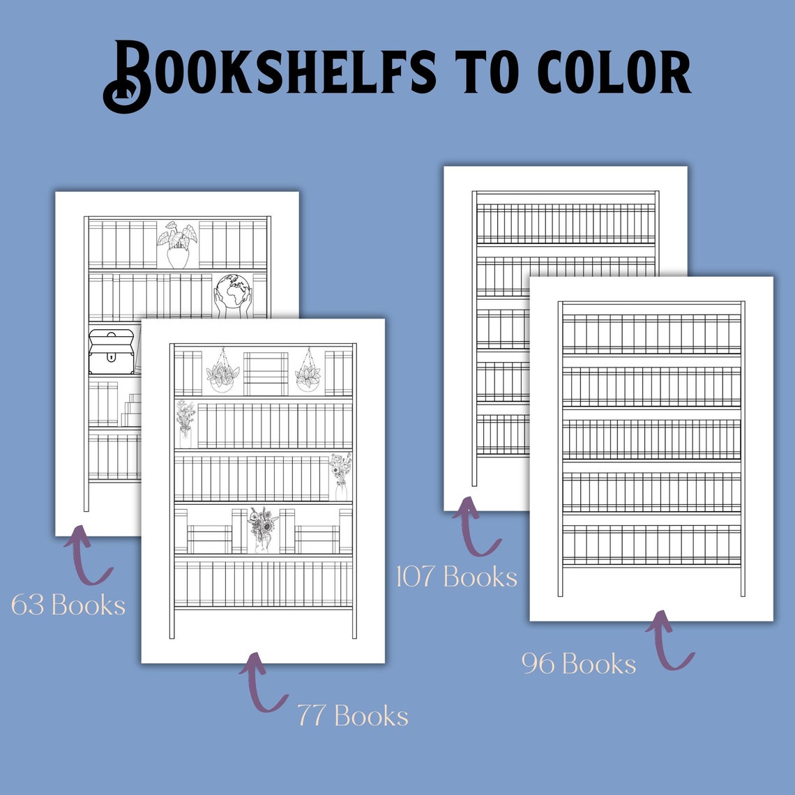 Bookshelf Tracker to Color Reading Journal Printable for Bookworm Gift ...