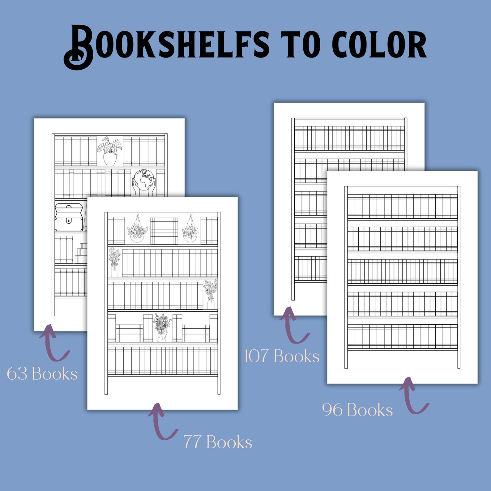 Bookshelf Tracker to Color Reading Journal Printable for Bookworm Gift ...