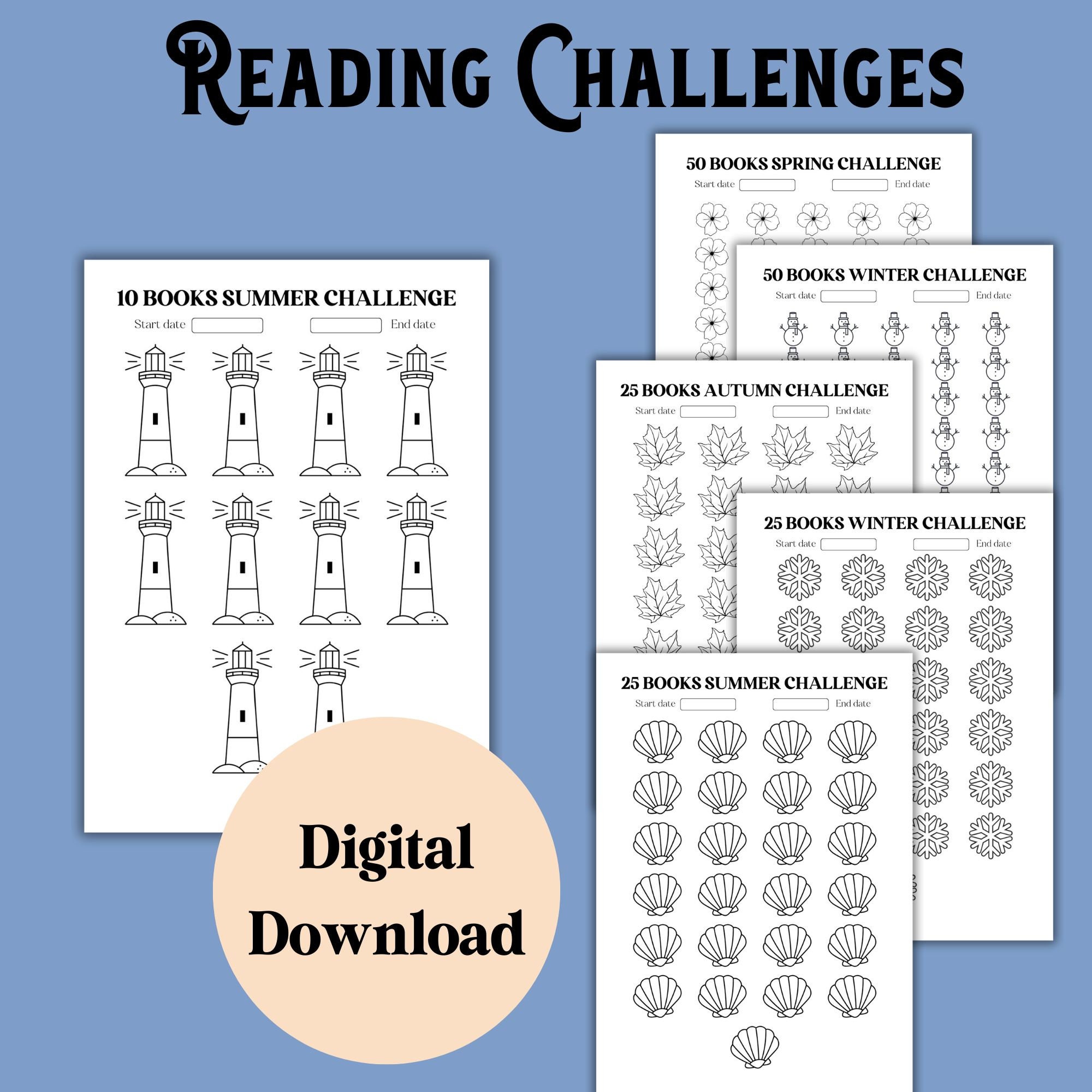 Printable Reading Challenges for Booklover Gift TBR Challenge What to ...