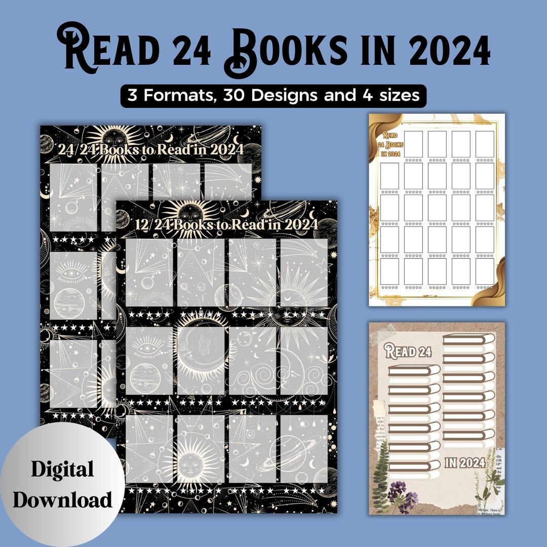 Read 24 Books in 2024 Challenge, 2024 Reading Tracker Colorful Designs ...