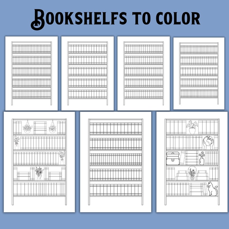 Bookshelf Tracker to Color Reading Journal Printable for Bookworm Gift ...