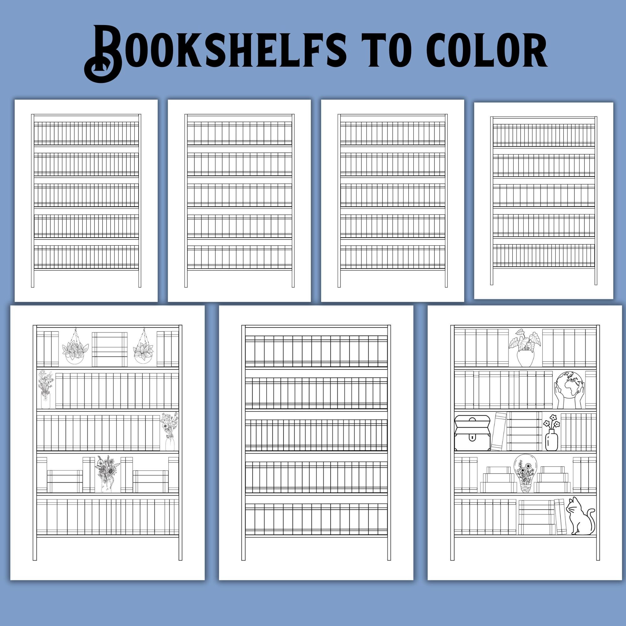 Bookshelf Tracker to Color Reading Journal Printable for Bookworm Gift ...