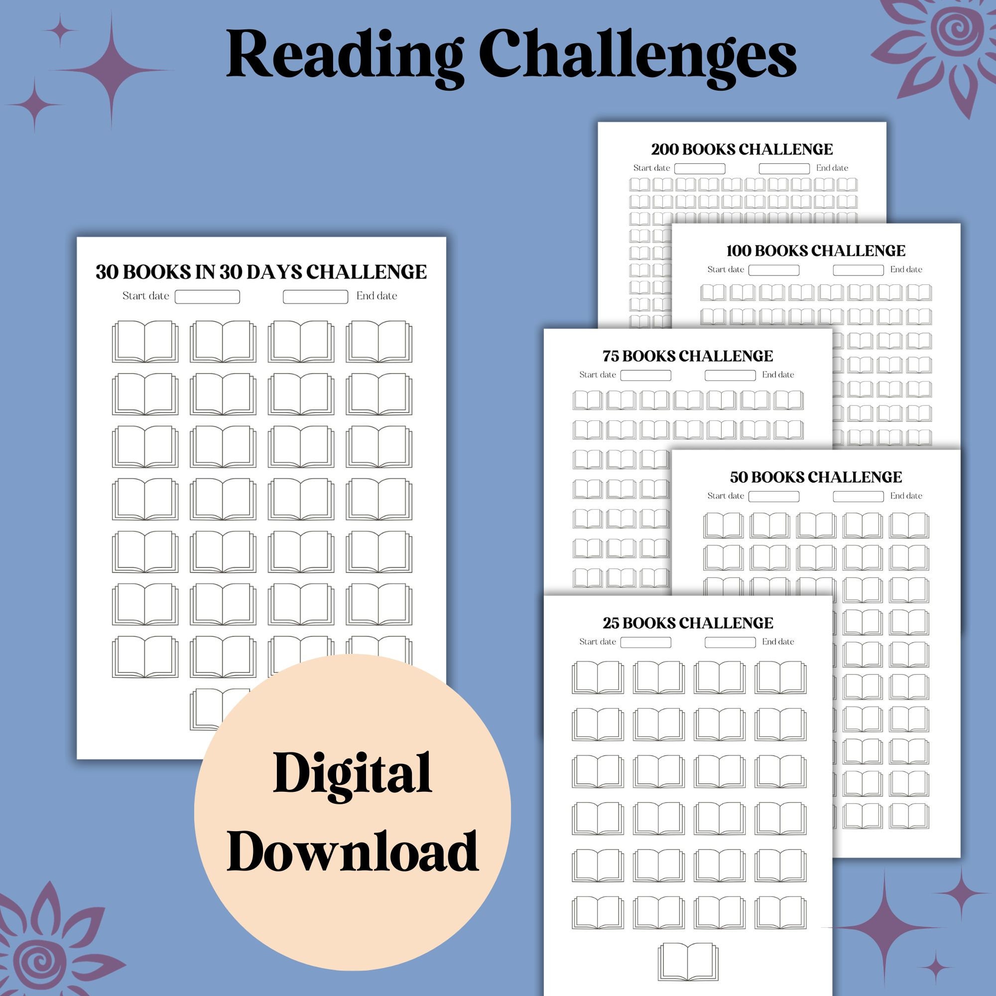 Printable Reading Challenges for Booklover Gift TBR Challenge What to ...