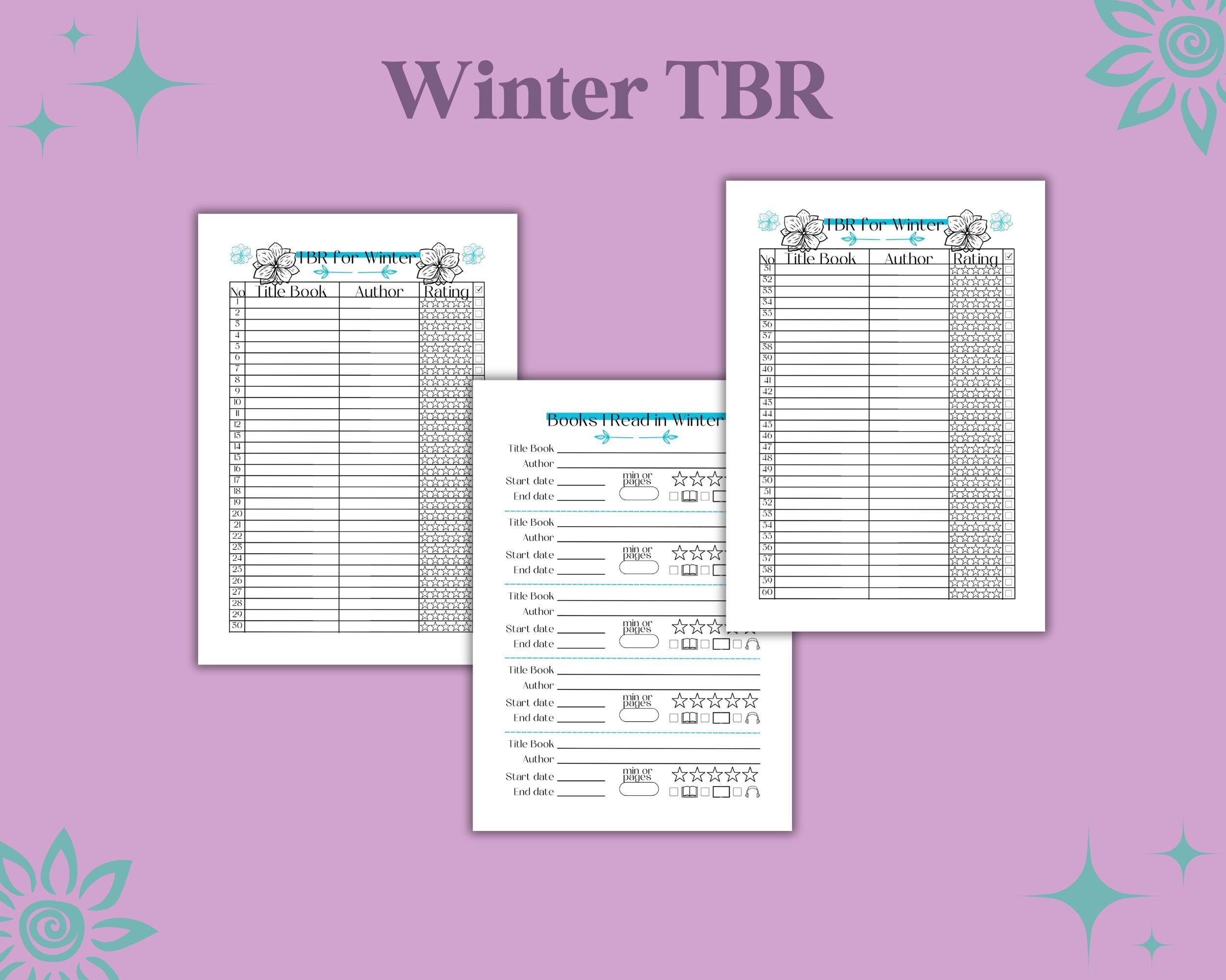 All Seasons TBR Reading Journal Printable for Bookworm Gift Reading ...