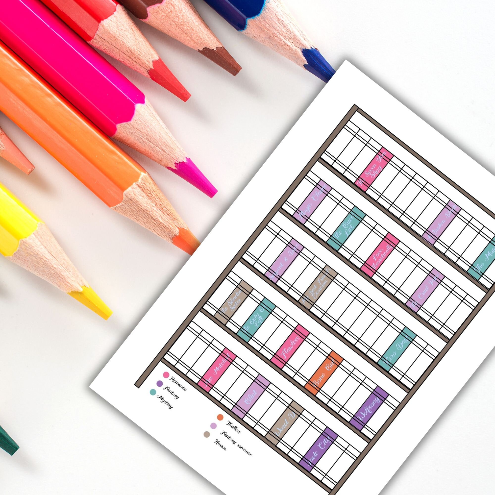 Bookshelf Tracker to Color Reading Journal Printable for Bookworm Gift ...