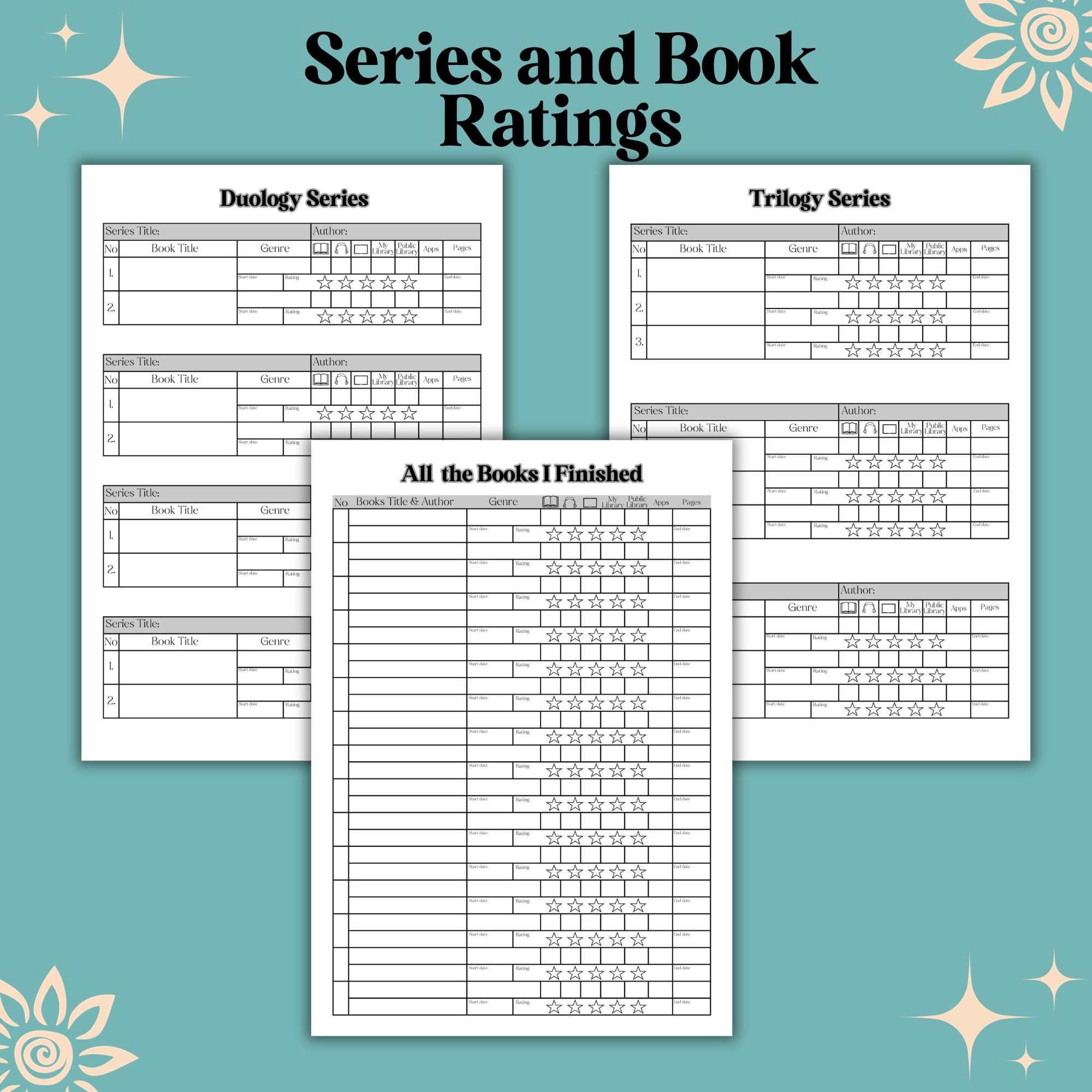 Series Tracker With Series and Book Ratings for Booklover Gift for ...