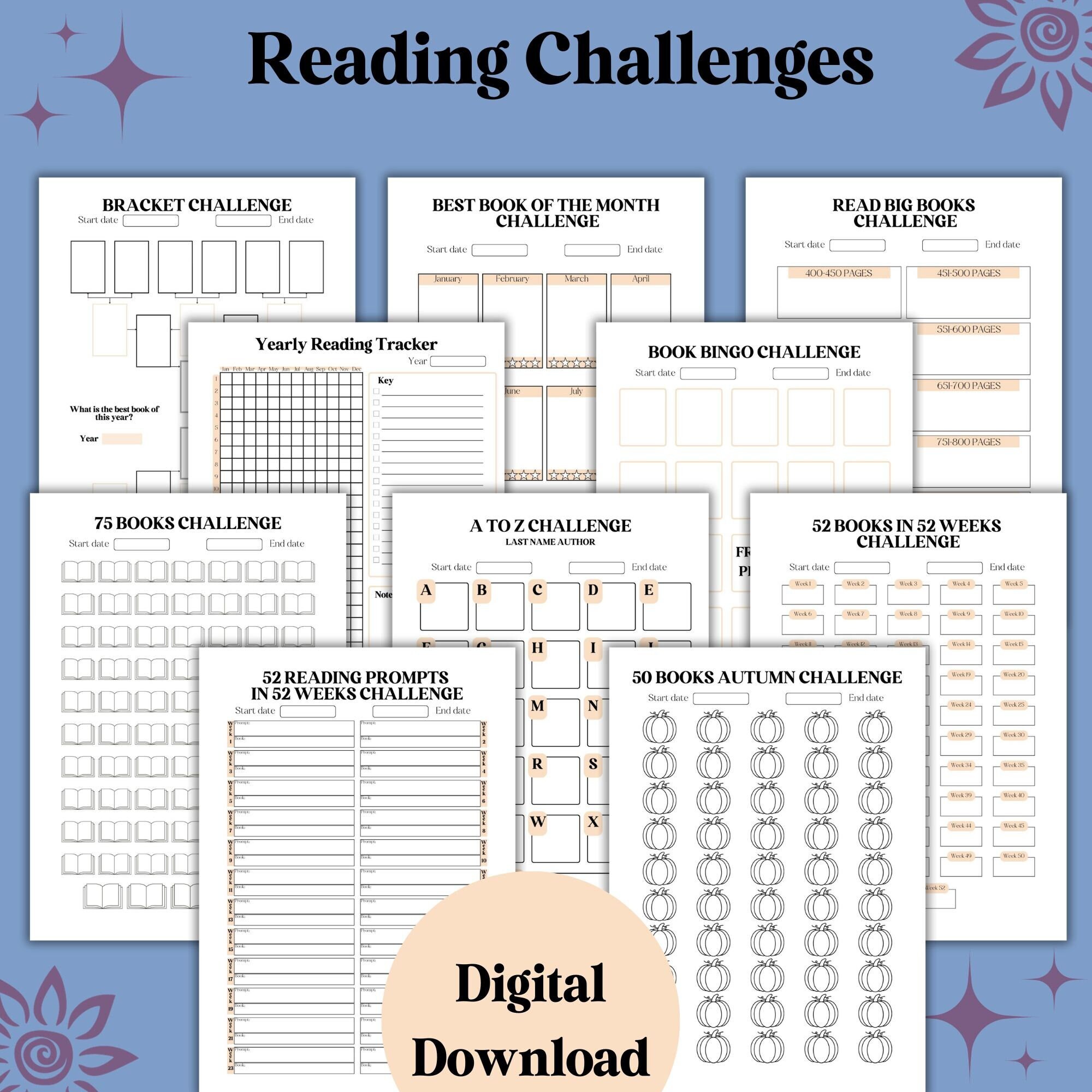 Printable Reading Challenges for Booklover Gift TBR Challenge What to ...