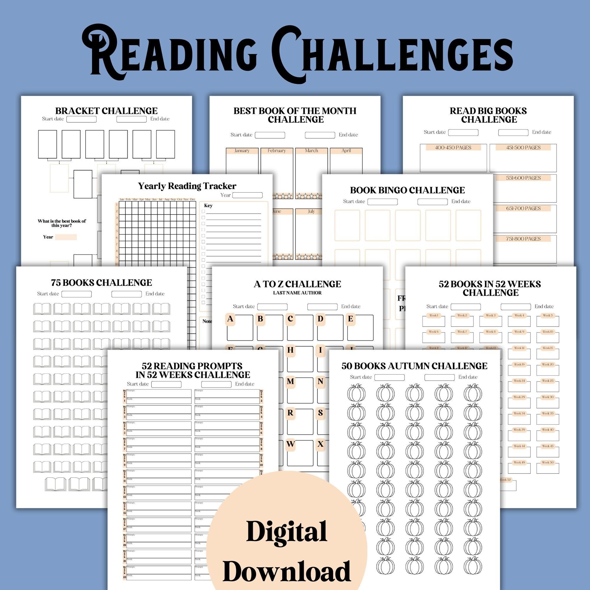 Printable Reading Challenges for Booklover Gift TBR Challenge What to ...