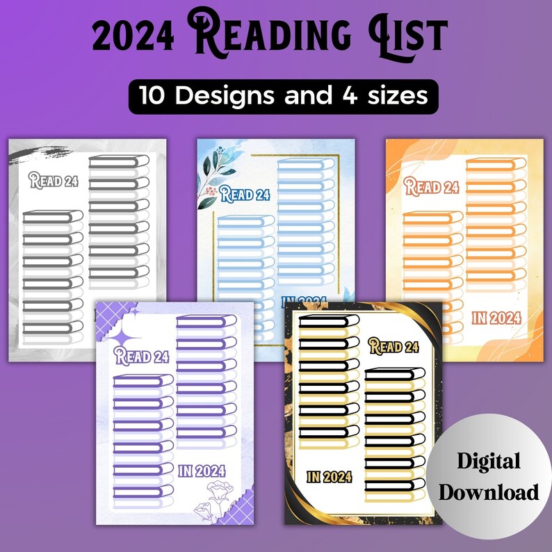 Read 24 Books in 2024 Challenge, 2024 Reading Tracker Colorful Designs ...