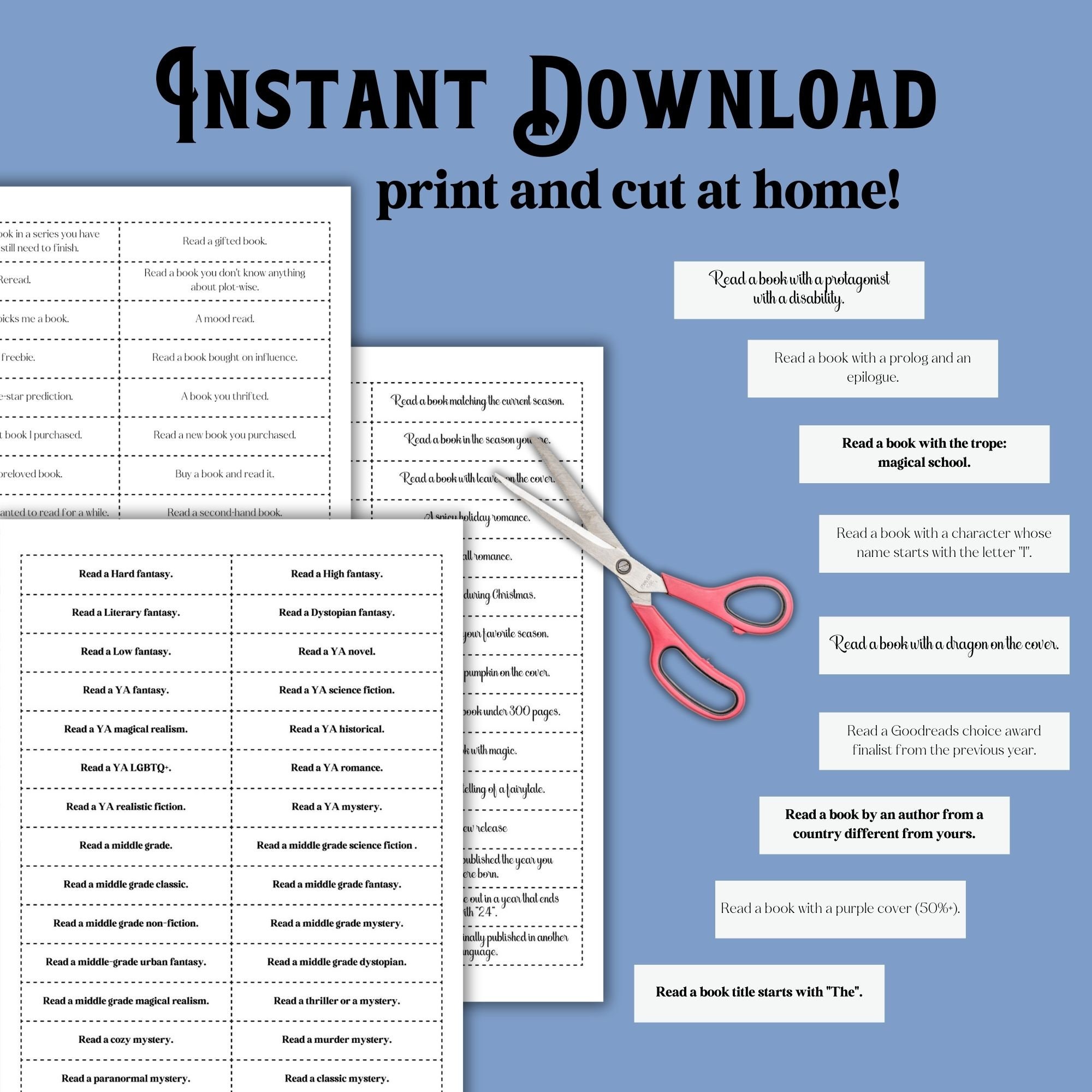 TBR Jar Printable Reading Prompts for Booklover Challenge What to Read ...
