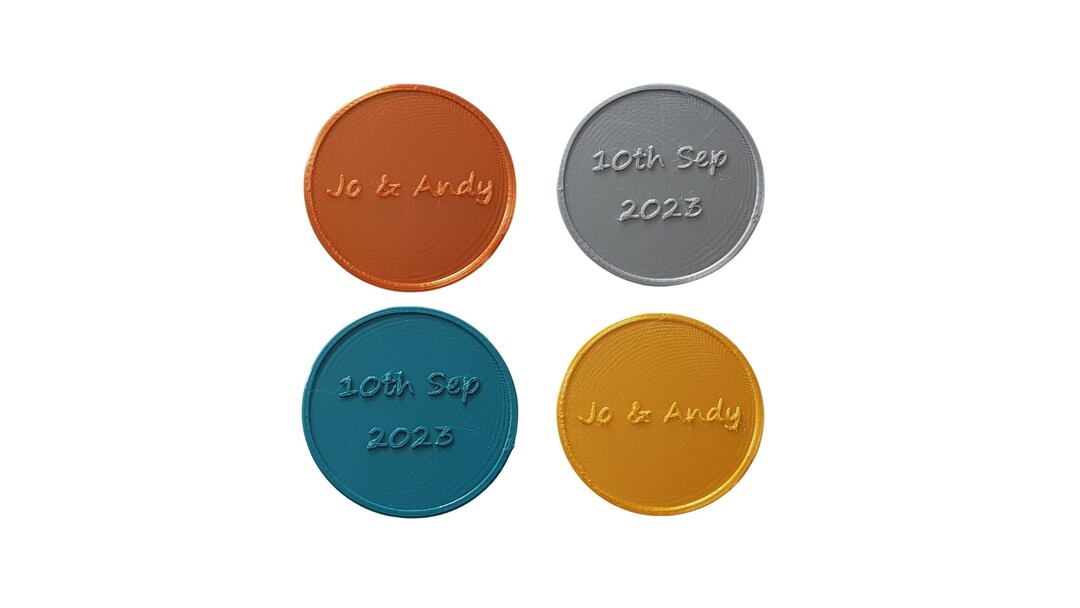 3d-printed Round-shaped Coin 40mm Diameter, Customised, Personalised ...