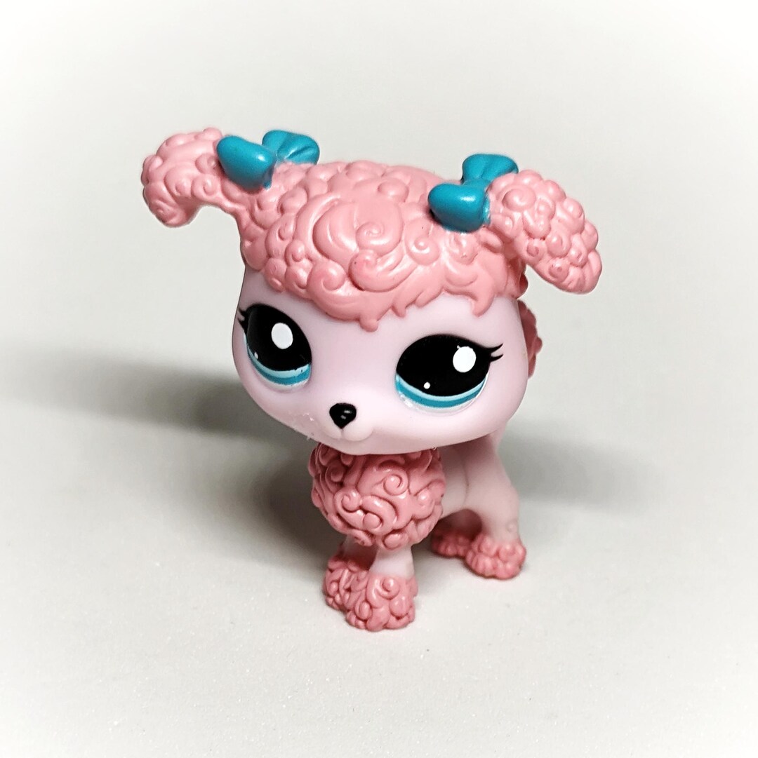 LPS 1956 French Poodle Littlest Pet Shop - Hasbro Pink Puppy Blue Bows ...