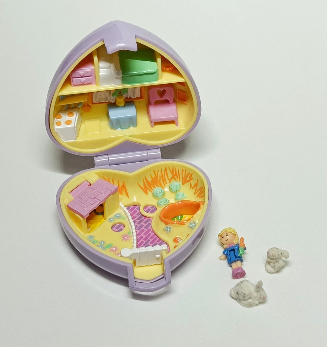 COMPLETE Pretty Bunnies Polly Pocket Compact 1993 Bluebird Toys Vintage ...