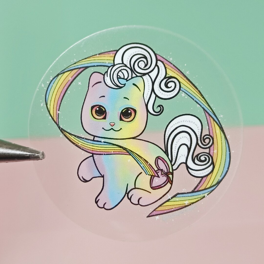 Rainbow Kitty Sticker - Transparent - Etsy