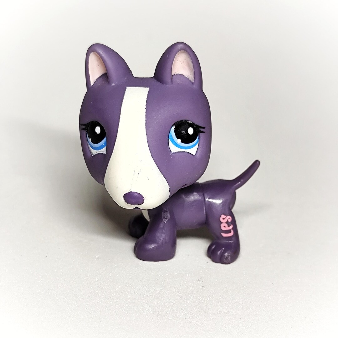 LPS 2448 Bull Terrier Littlest Pet Shop - Hasbro Puppy Dog White Purple ...