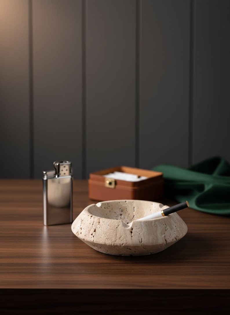 Luxury Marble Ashtray – Travertine Ashtray - Handcrafted Stone ...