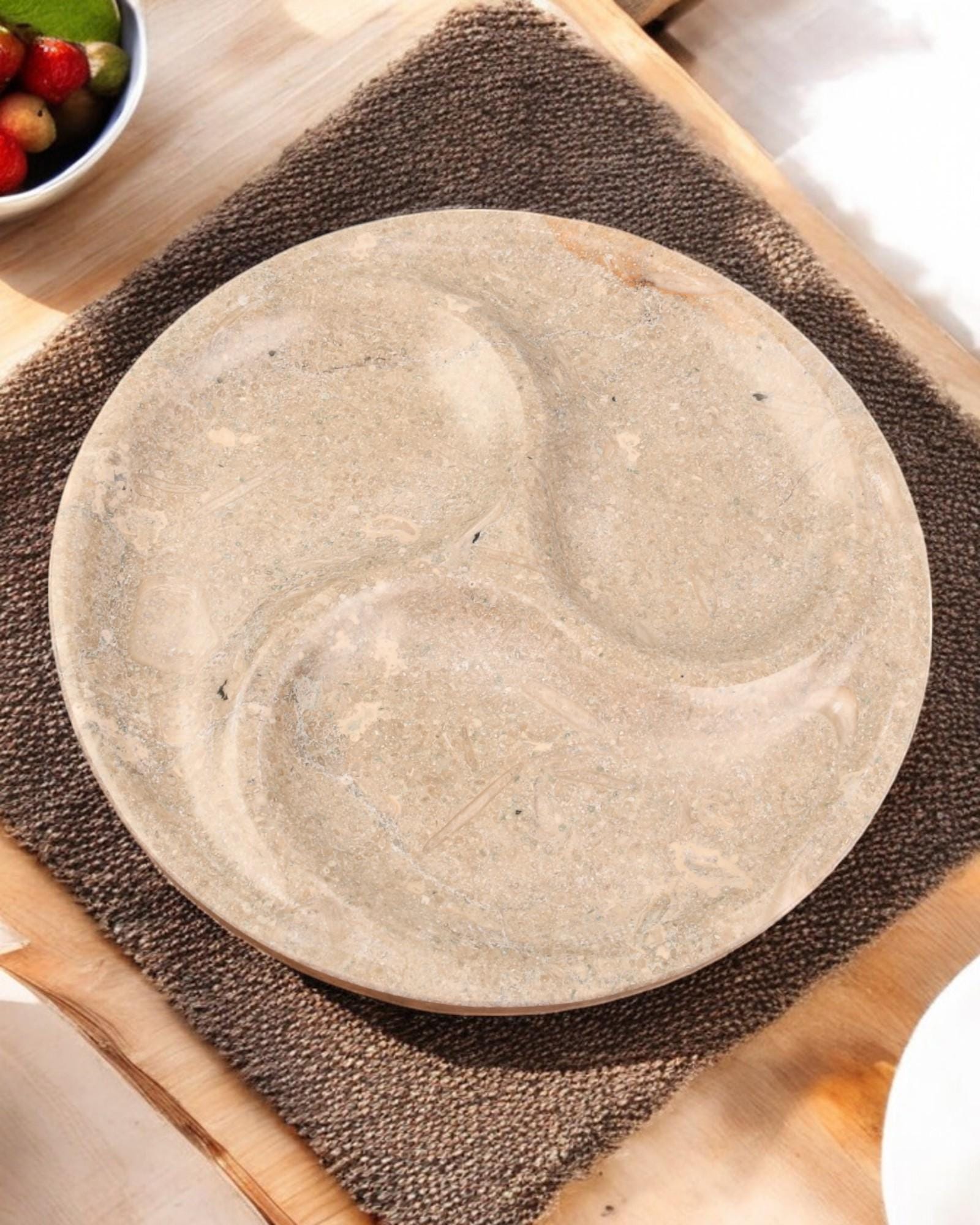 Natural Marble Serving Platter – Handcrafted Round Stone Tray for ...