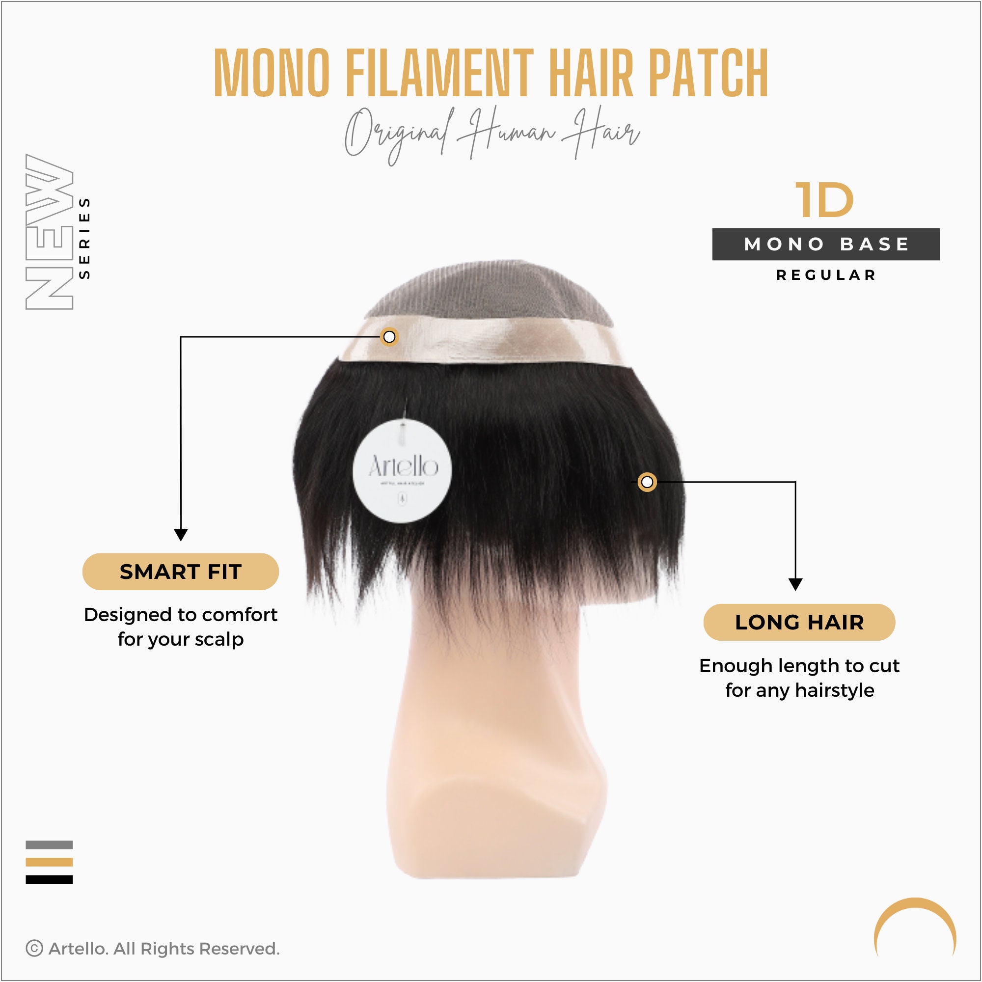 Artello MONOFILAMENT Smart Hair Patch for Men, Hair Wig With 100% ...