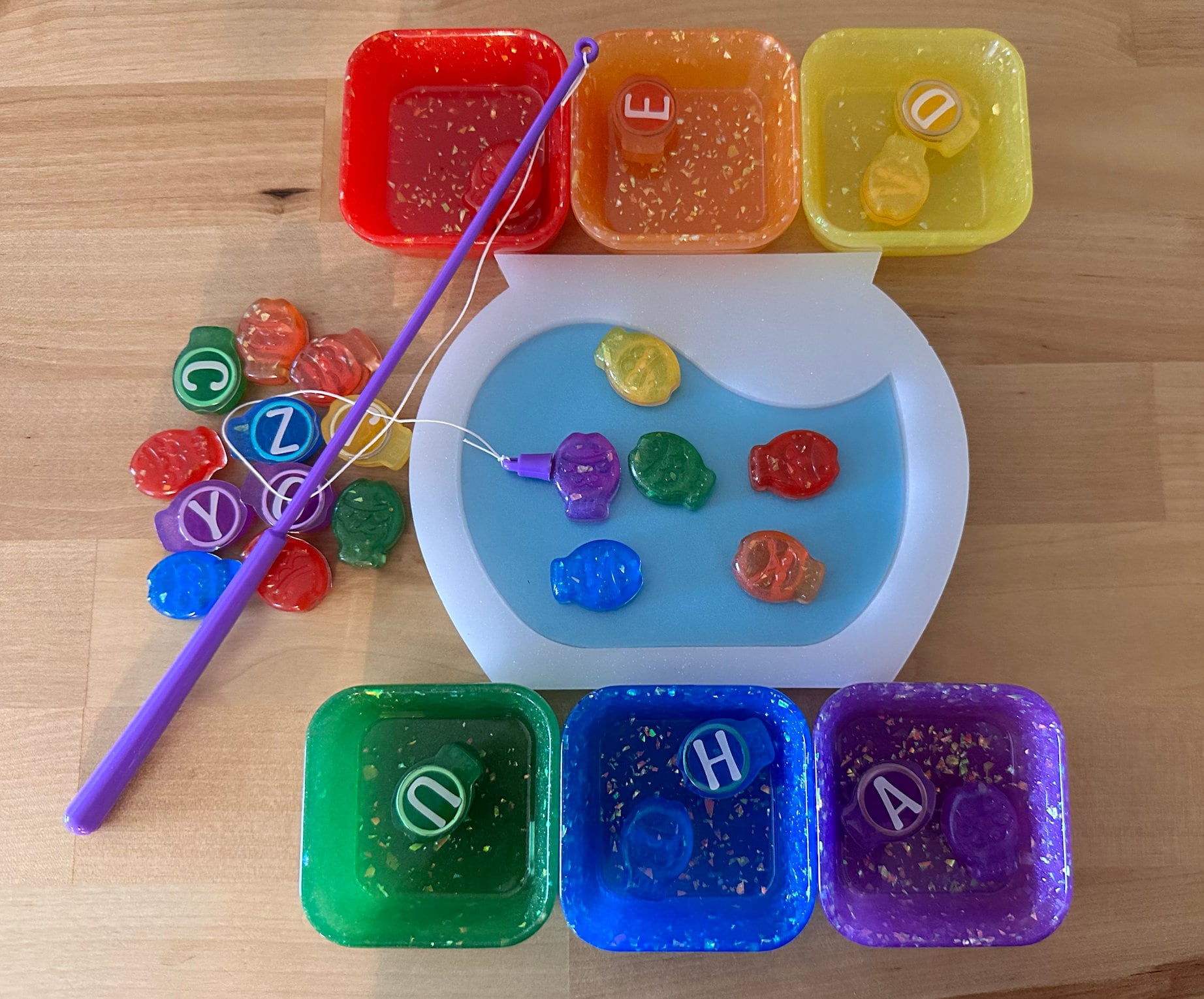 Magnetic Alphabet Fish | Rainbow Color Sorting Trays | Sensory Resin ...