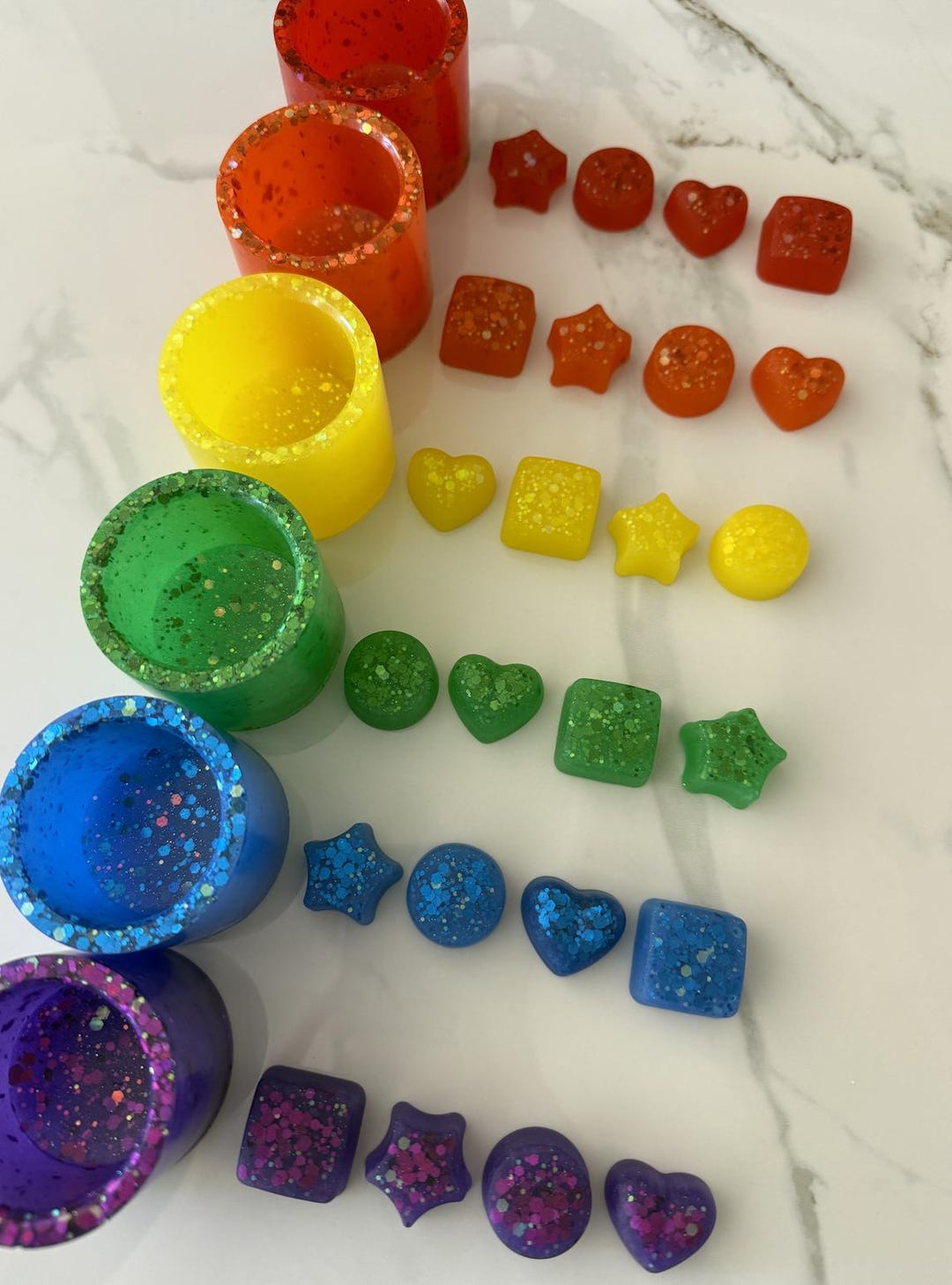 Rainbow Potion Play Cups With Loose Parts Shapes | Sensory Resin Loose ...